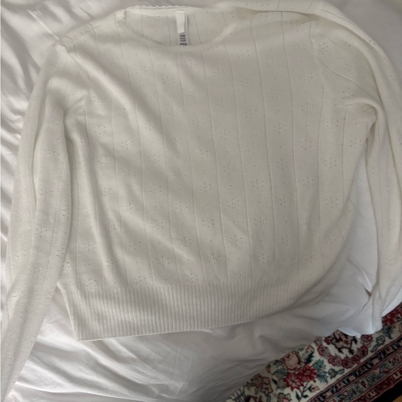 SKIMS | Tops | Nwot Skims Pointelle Elegant White Knit Sweater Xl ...